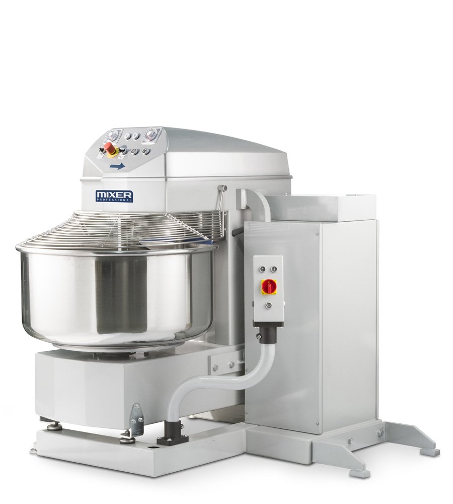 Polin Artisan Fixed Bowl 200KG Spiral Mixer, Tipping onto bench model
